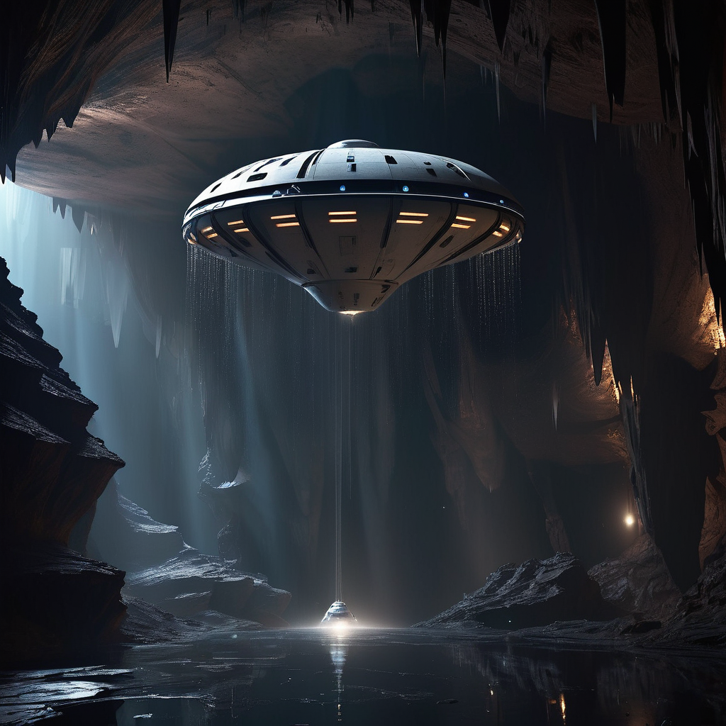 Oily Transparant Liquid dripping from Spacecraft in Spaceport in a US ...